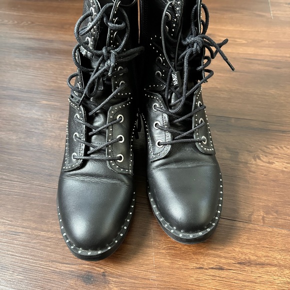 Zara | Shoes | Zara Black Studded Combat Boots | Poshmark